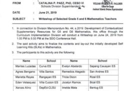 Division Unnumbered Memo – Department of Education