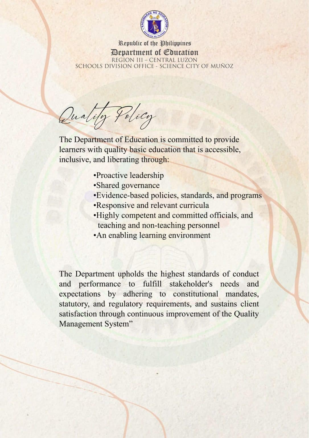 Department of Education – Schools Division Office Science City of Muñoz
